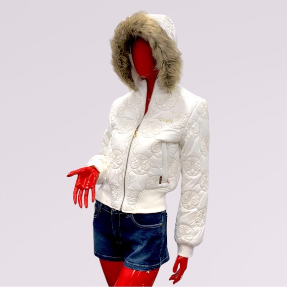 Dereon | Jackets & Coats | Womens Dereon By Beyonc White Gold All Over ...